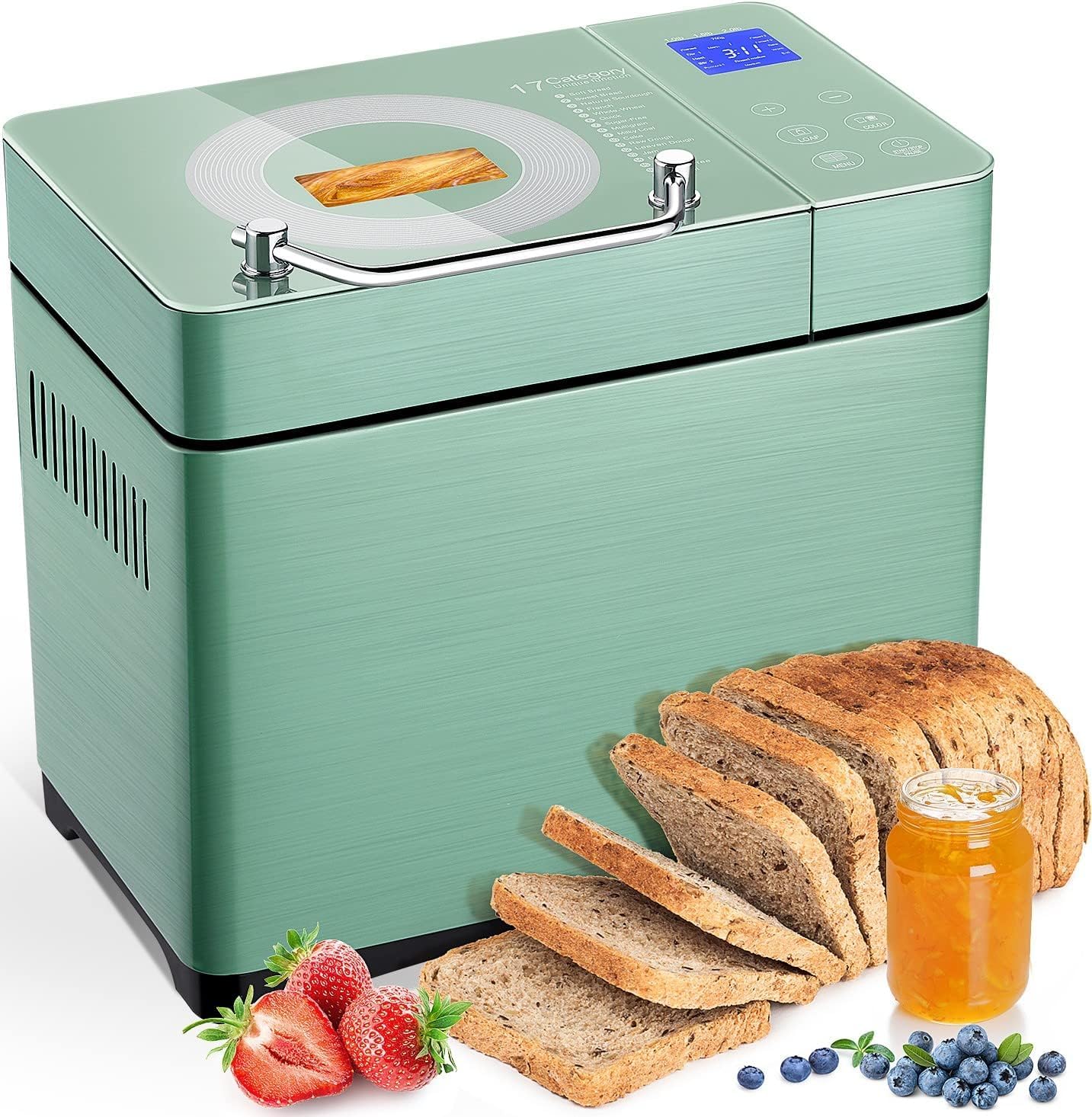 KEEPEEZ Large Bread Maker: Dual Heaters, 17-in-1 Functions, Auto Fruit ...