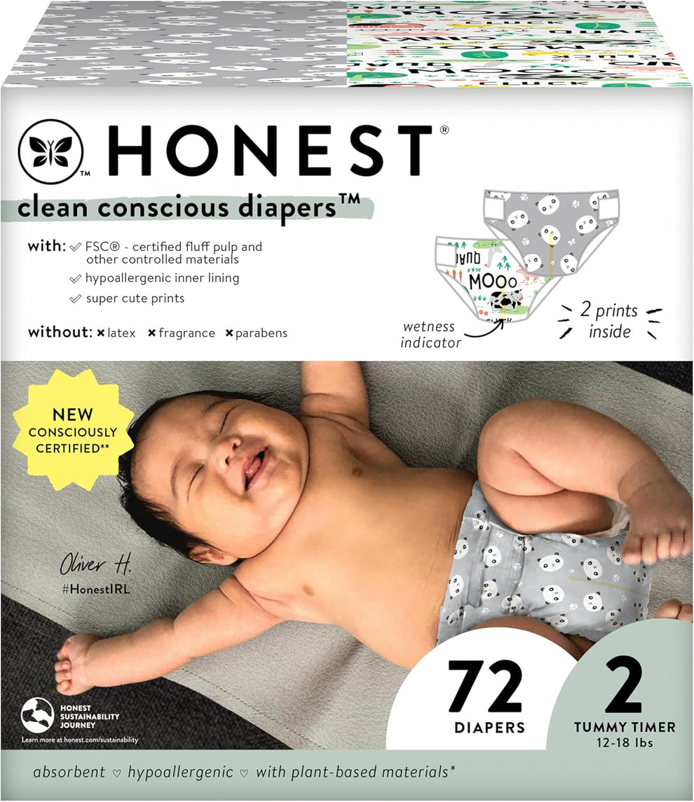 Sustainable Plant-Based Diapers | Pandas + Barnyard Babies | Size 2, 7 ...