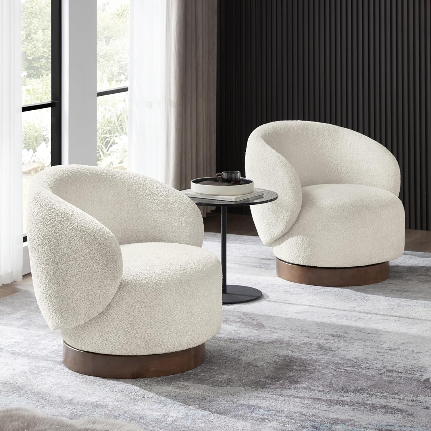 KISLOT Swivel Accent Chairs: Elegant Comfort in Cream x2 – GearMustHave