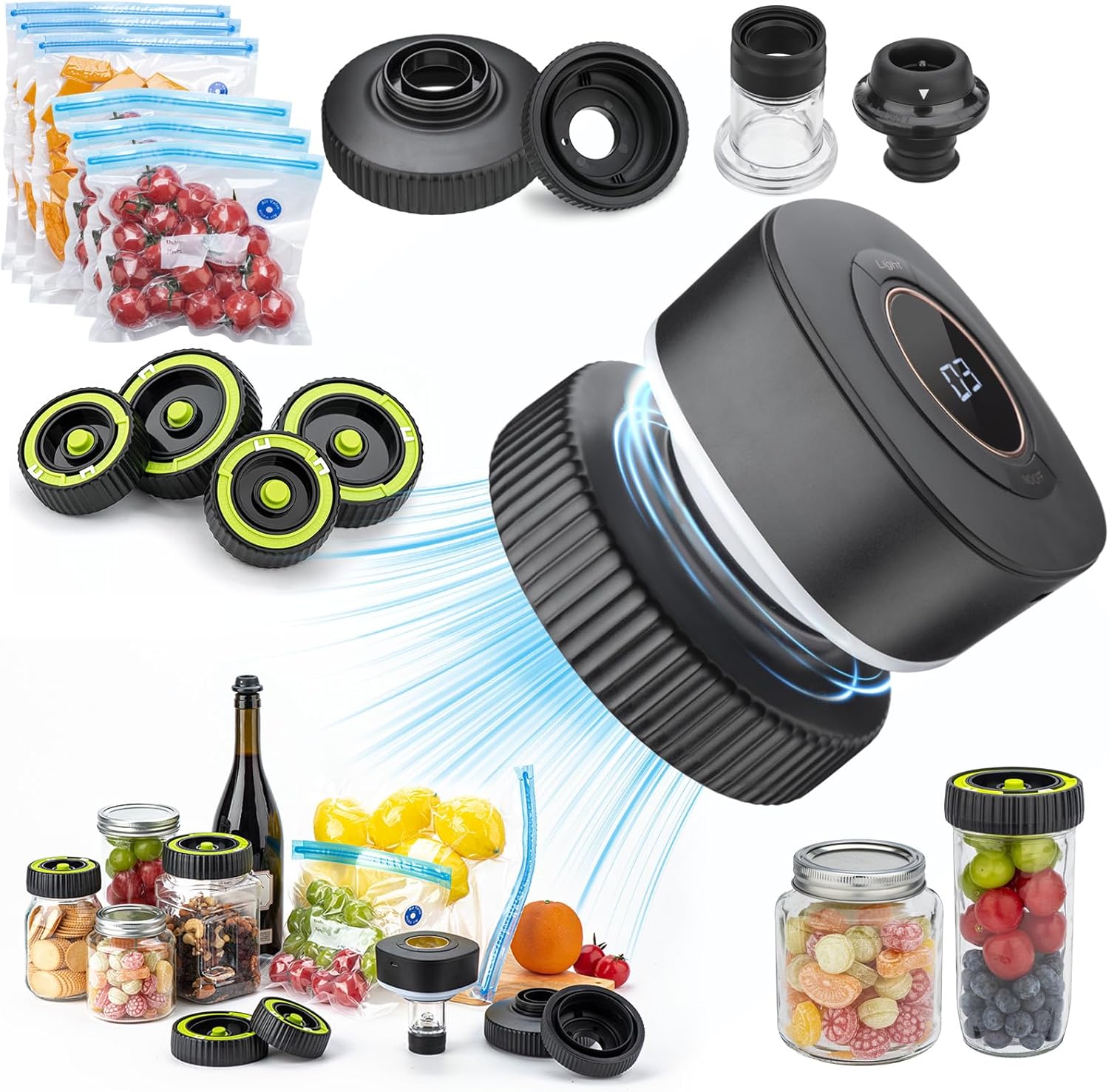 TIMINGILA Cordless Jar Vacuum Sealer Kit - Preserve Freshness ...