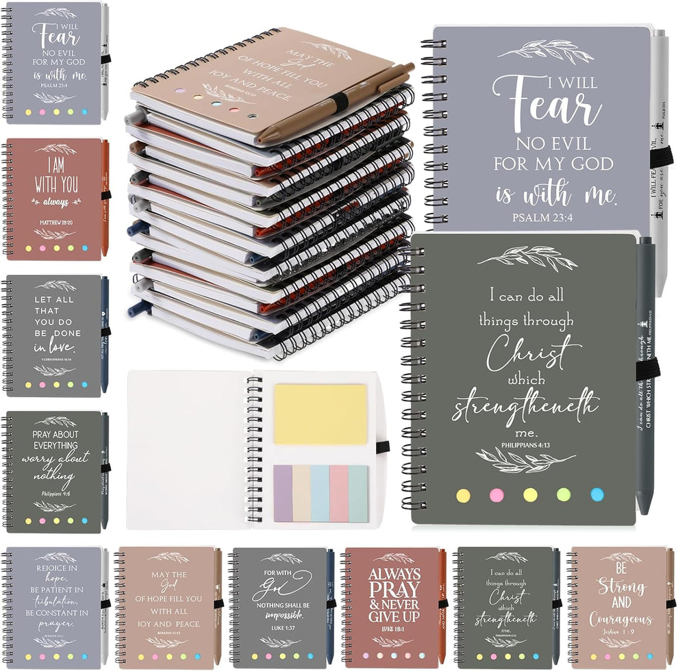 Christian Spiral Notebook Set - Inspire with Bible Verse Pens ...