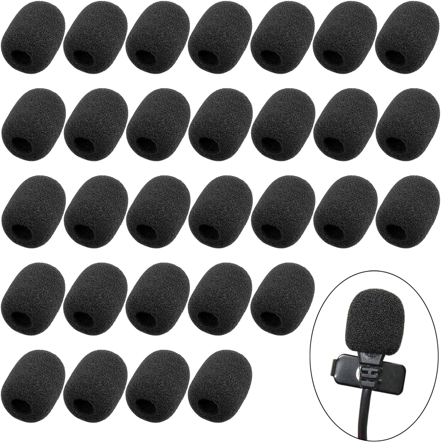 Enhance Sound Clarity: 30-Pack Black Lapel Mic Foam Covers by Tenalley ...