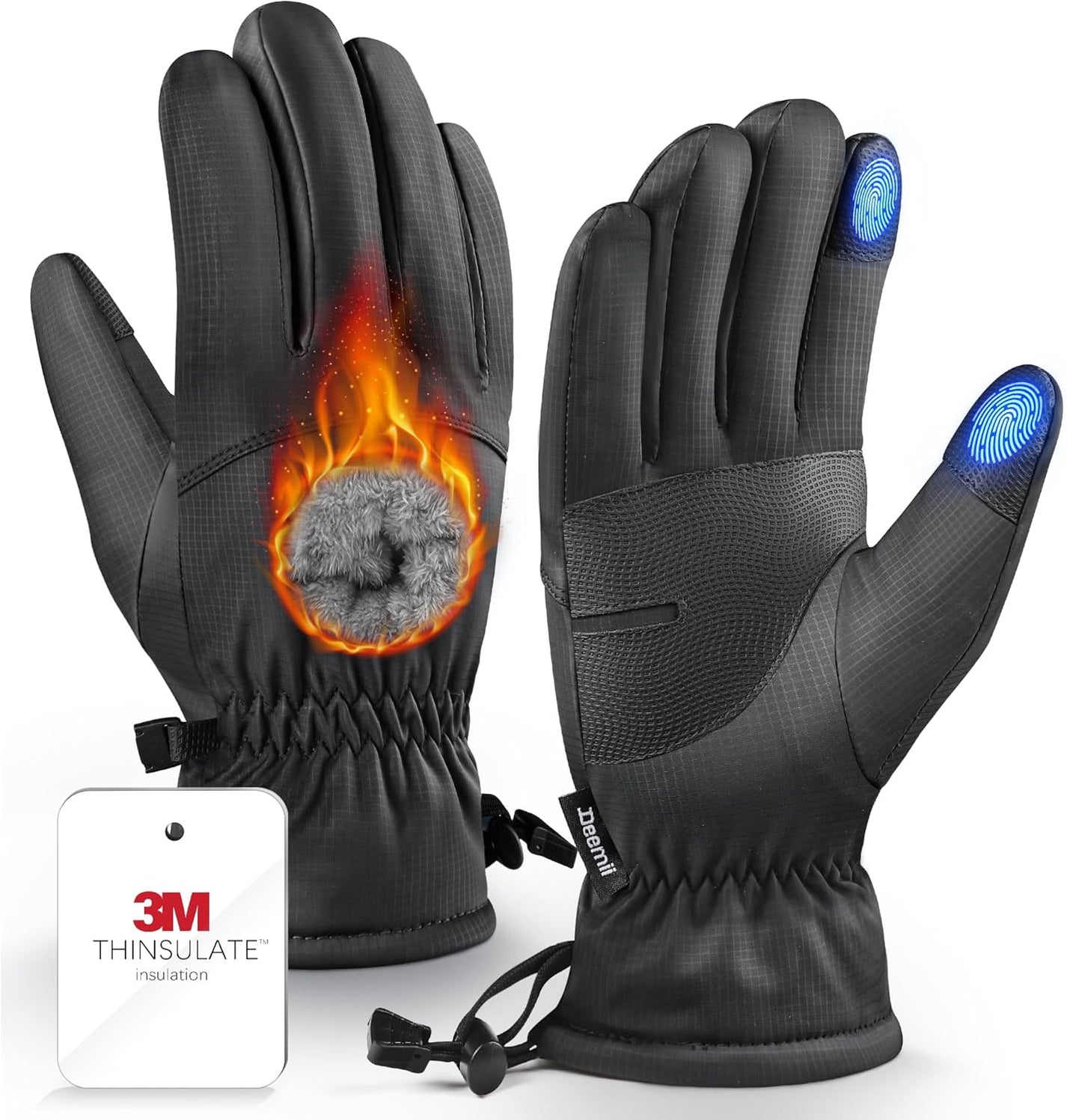 Deemii Winter Gloves - 3M Insulation, Plush Lining, Ultimate Warmth ...