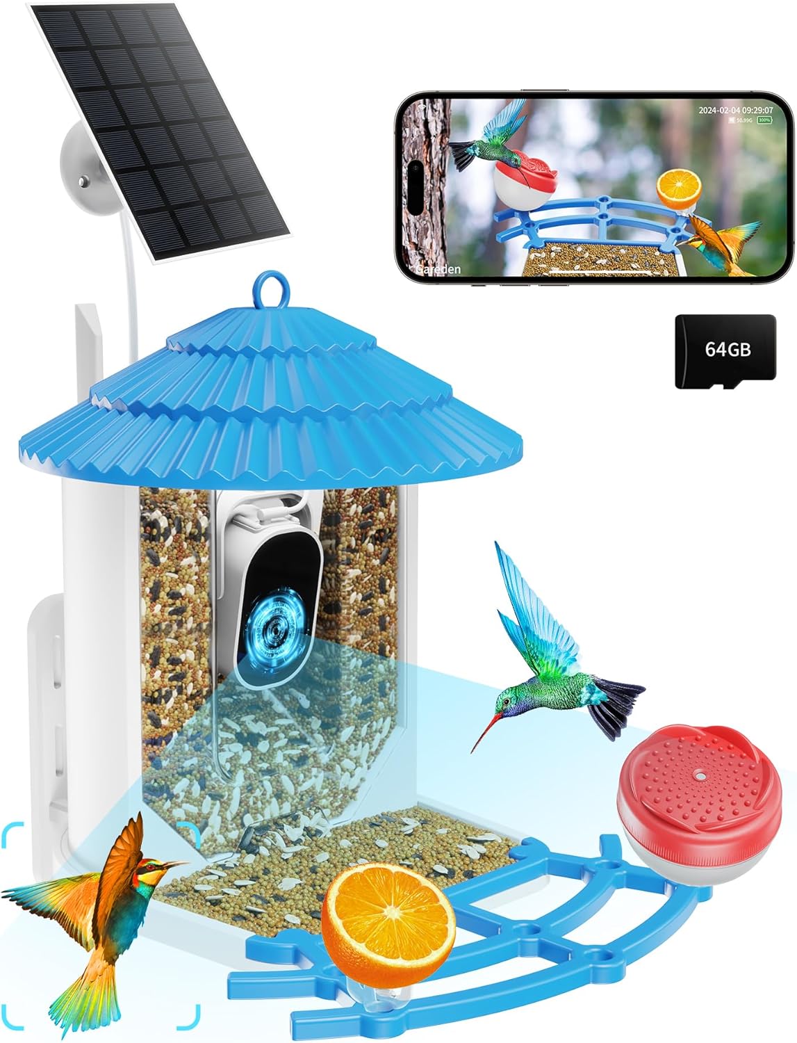4K Solar Bird Cam | AI Bird Identifier | Night Vision | 64GB | Ideal G ...