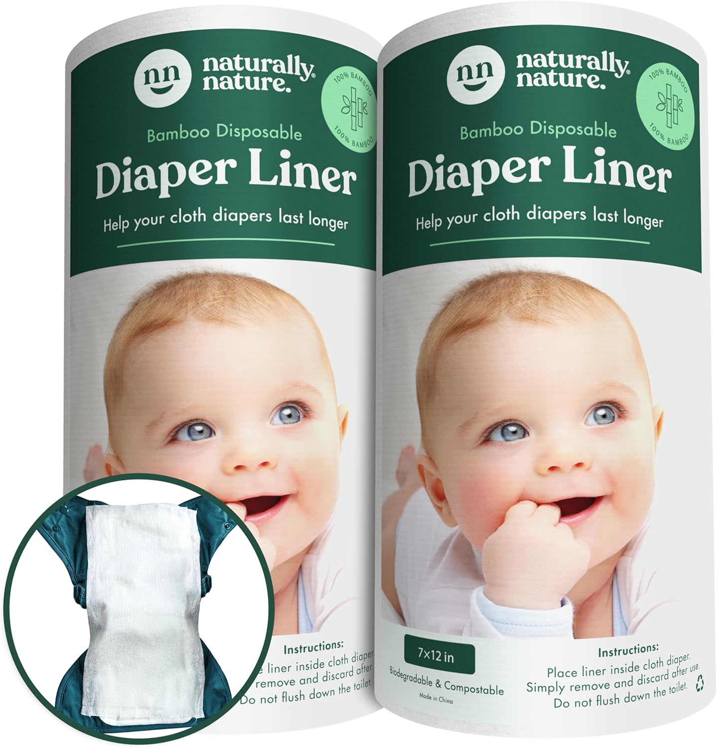Naturally Nature Disposable Diaper Liners - Odor-Free Protection ...