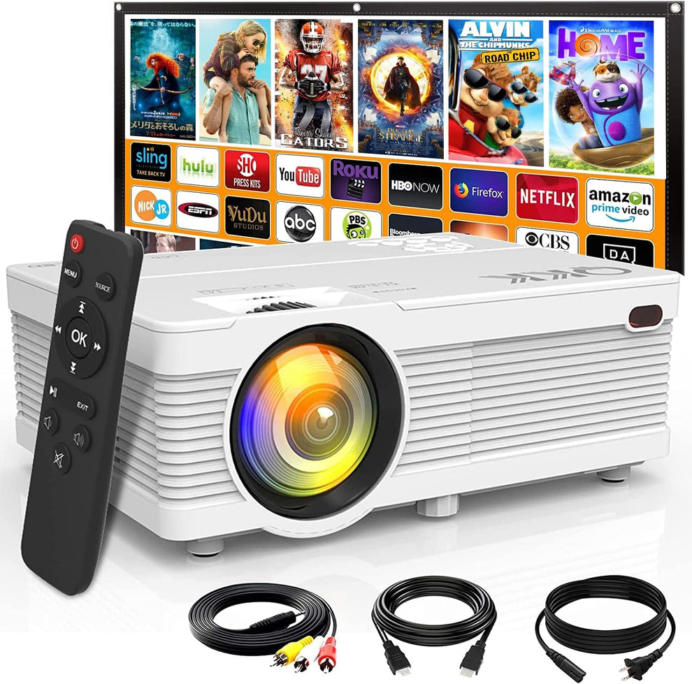 Vecupou Mini Projector: Full HD 1080P, 200 Display, Smart Device Compa ...