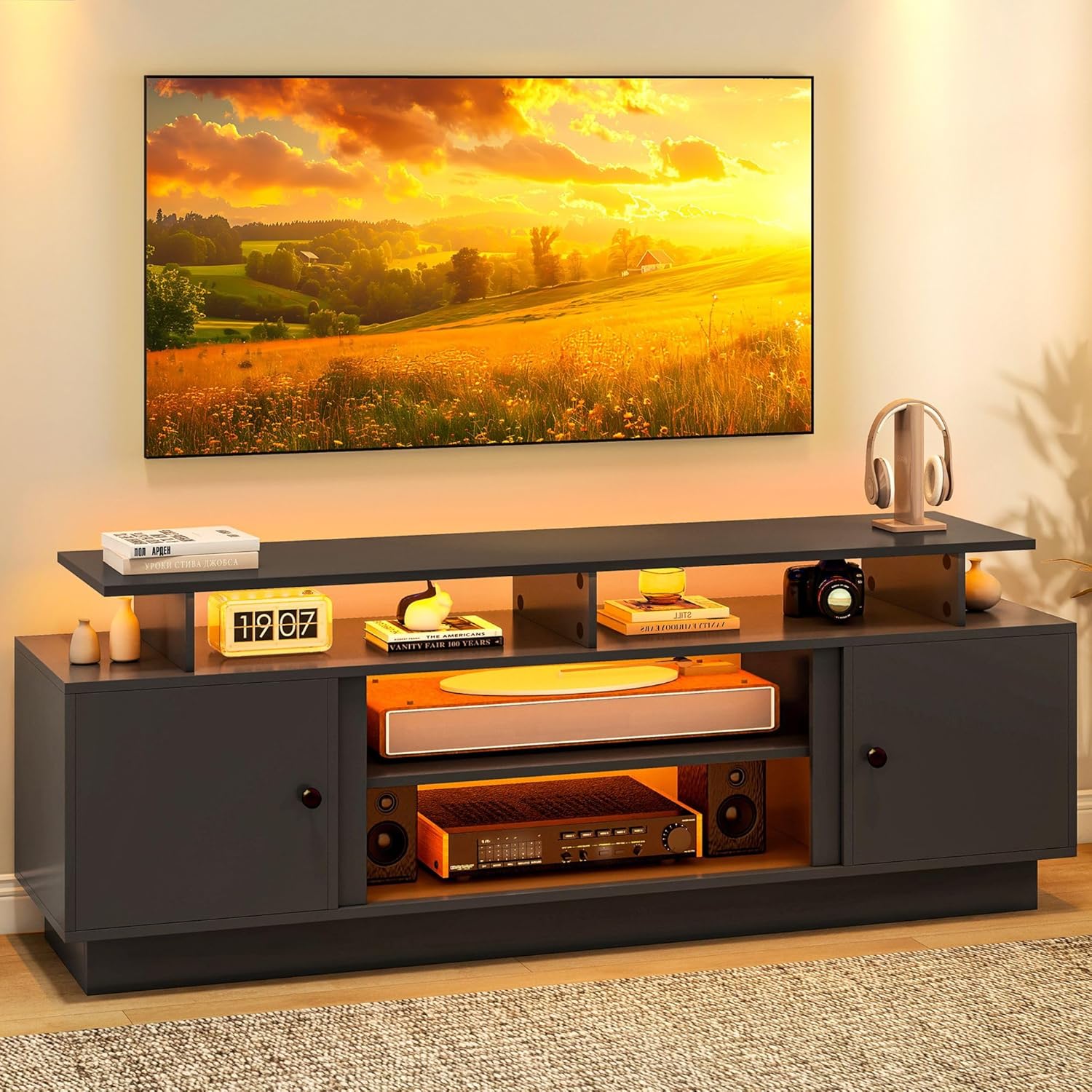 YITAHOME Modern TV Stand with LED Lights - Stylish Storage Solution ...
