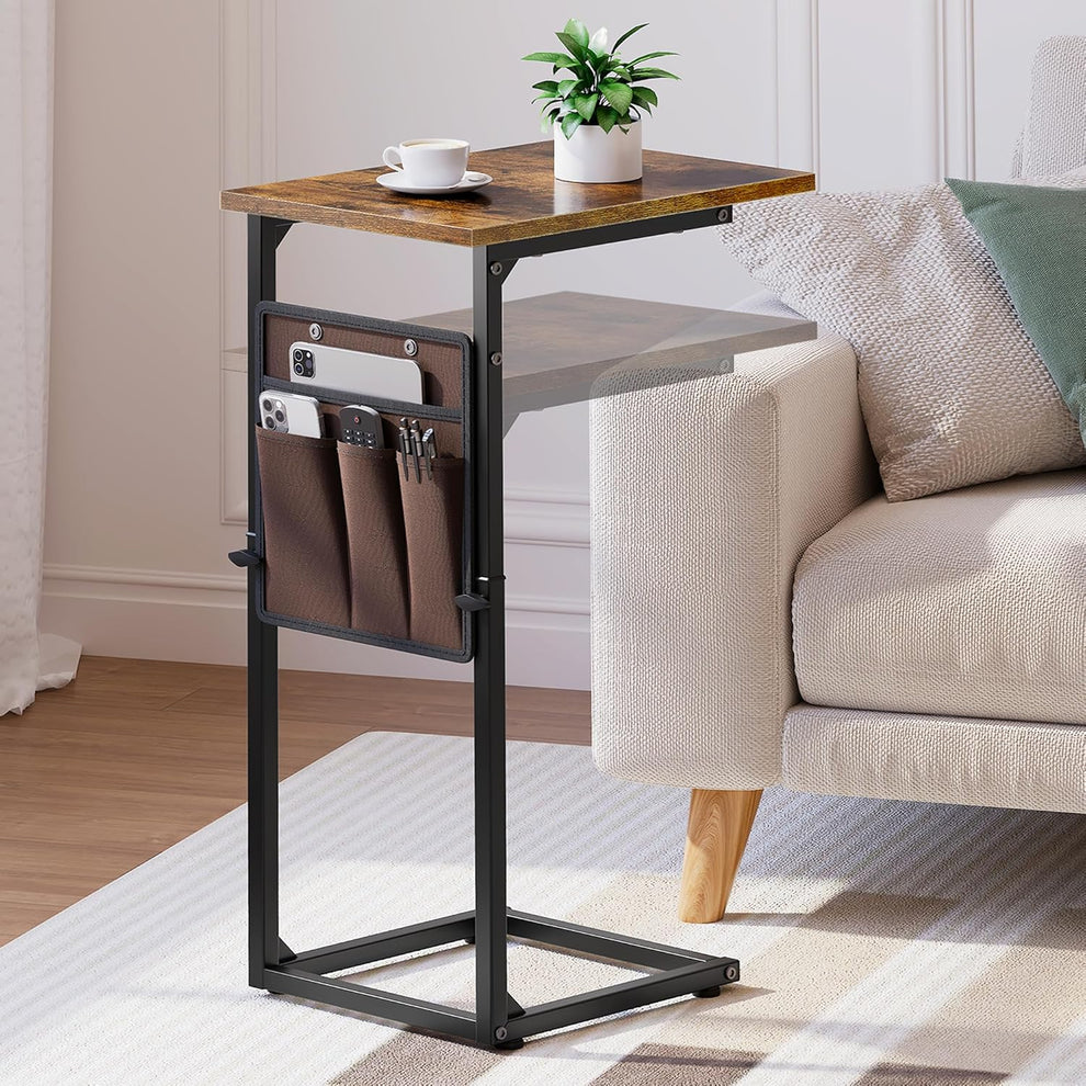 Adjustable C-Shaped End Table for Couch - Height Adjustable Sofa Side ...