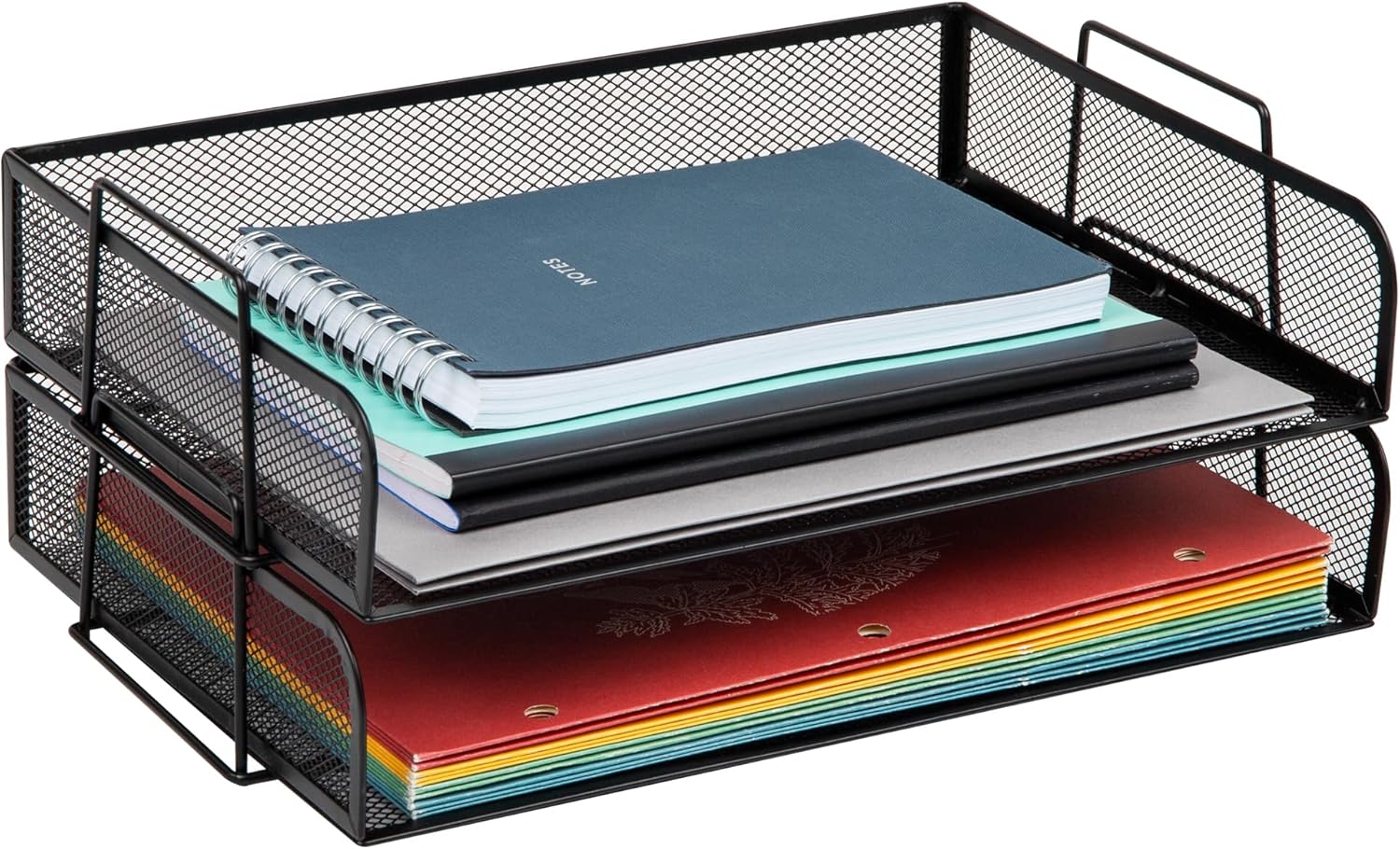 Mind Reader Metal Mesh Paper Tray Set - Stackable File Storage ...