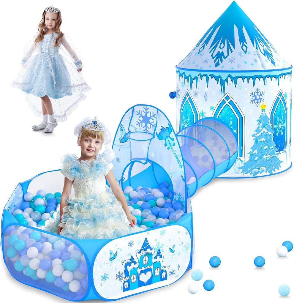 Girls Frozen 3-in-1 Play Tent: Ball Pit, Tunnel, Castle – GearMustHave