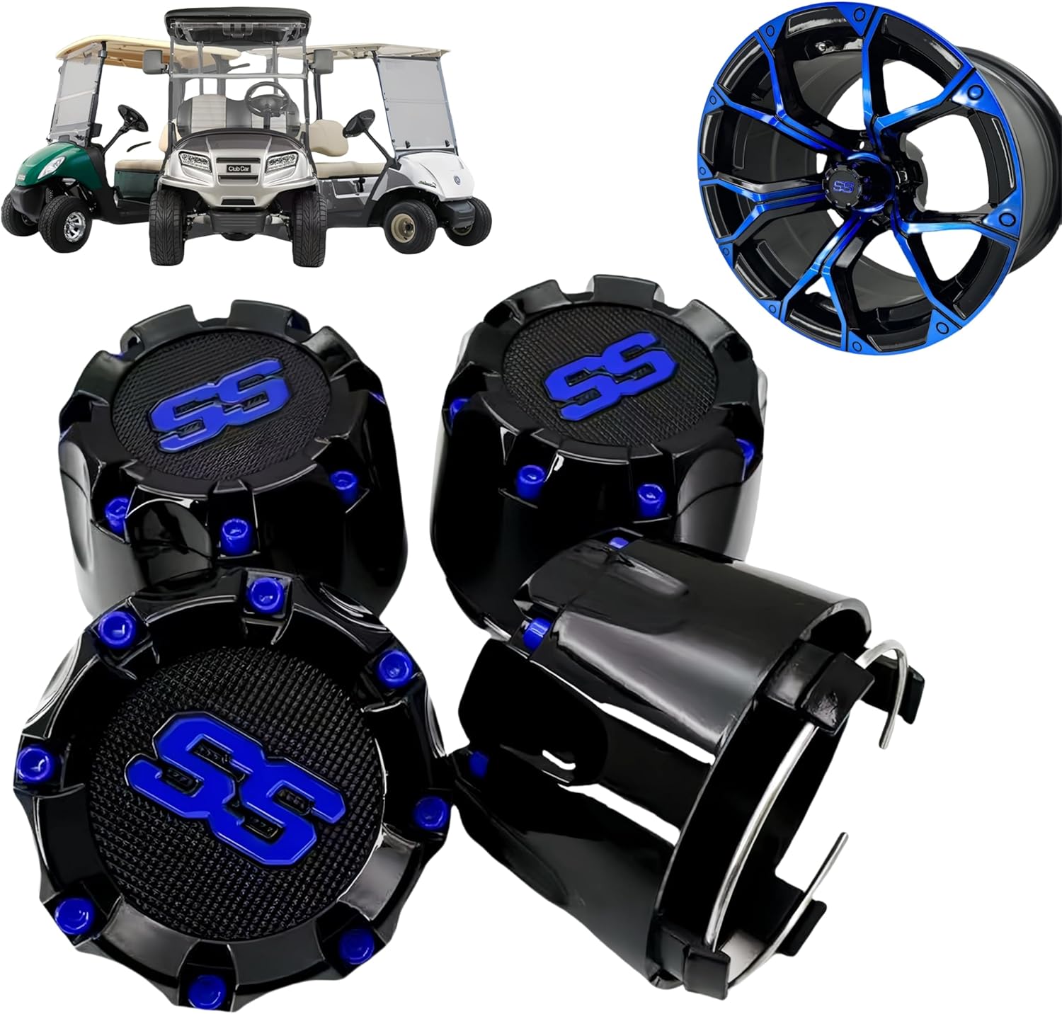 Upgrade Your Golf Cart Wheels: Gloss Black Hub Caps – GearMustHave