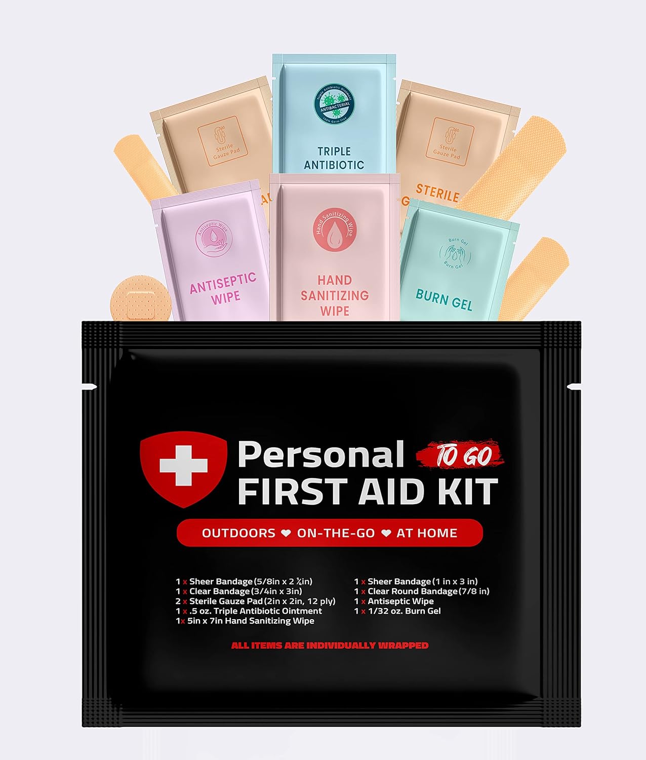 Compact First Aid Kit for Every Adventure | Individually Wrapped (Blac ...