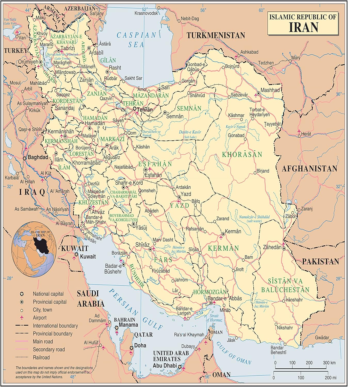 Iran Political Map Poster: Detailed & Laminated – GearMustHave