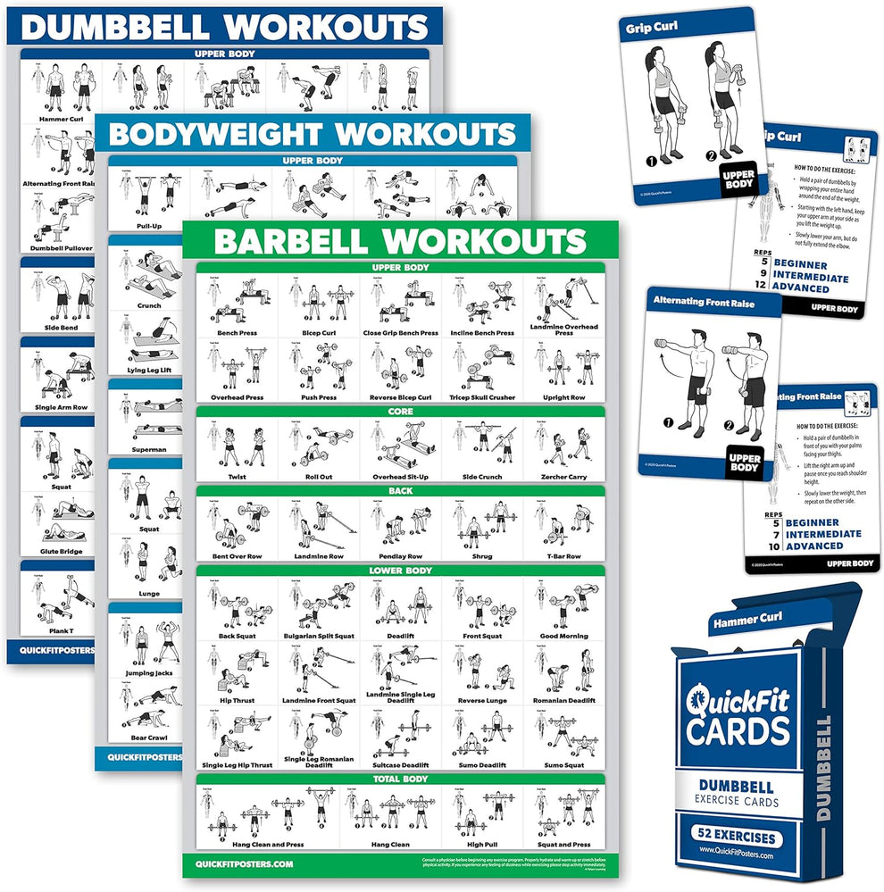 Ultimate Home Gym Set: Workout Posters + Exercise Cards – GearMustHave