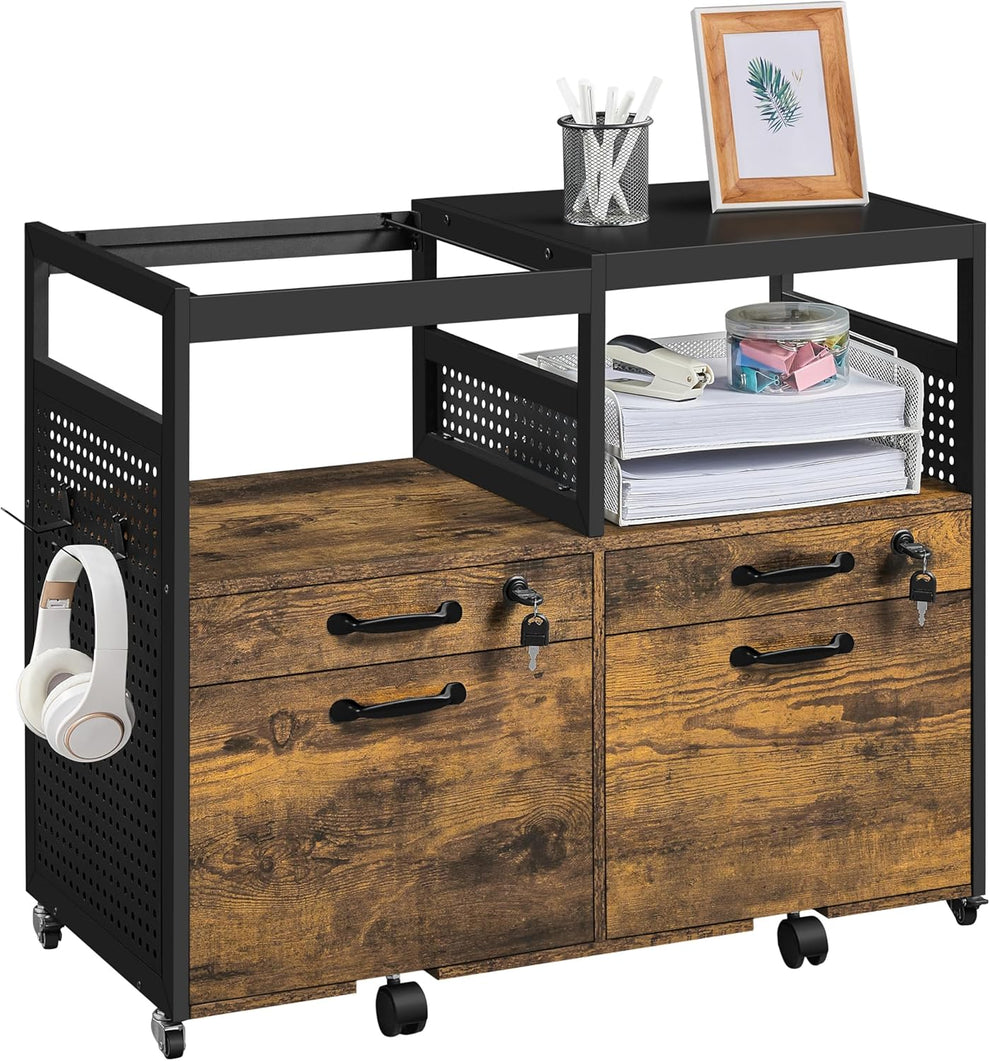 Yaheetech Rustic Brown File Cabinet - Office Organization Powerhouse ...