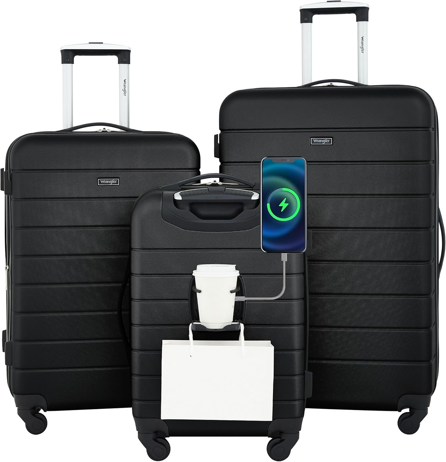 Wrangler Smart Luggage Set with USB Port and Cup Holder – GearMustHave