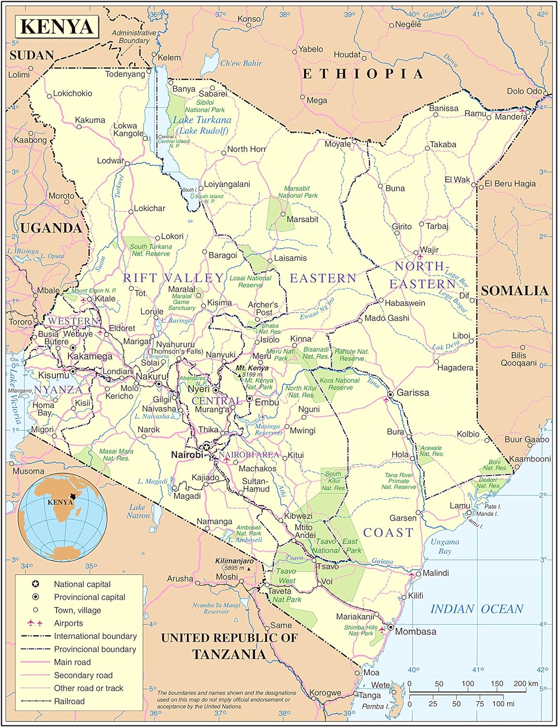 Kenya Map Poster - Detailed & Laminated – GearMustHave