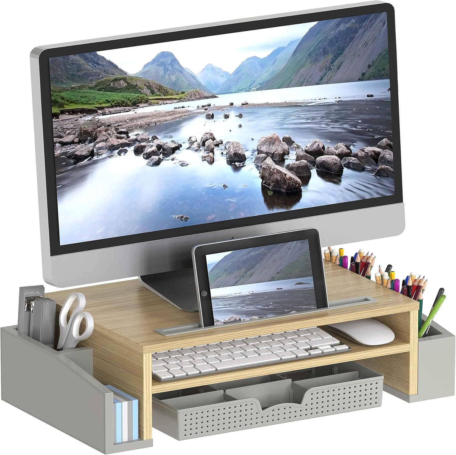 Adjustable Desk Monitor Stand for Organized Workspace – GearMustHave