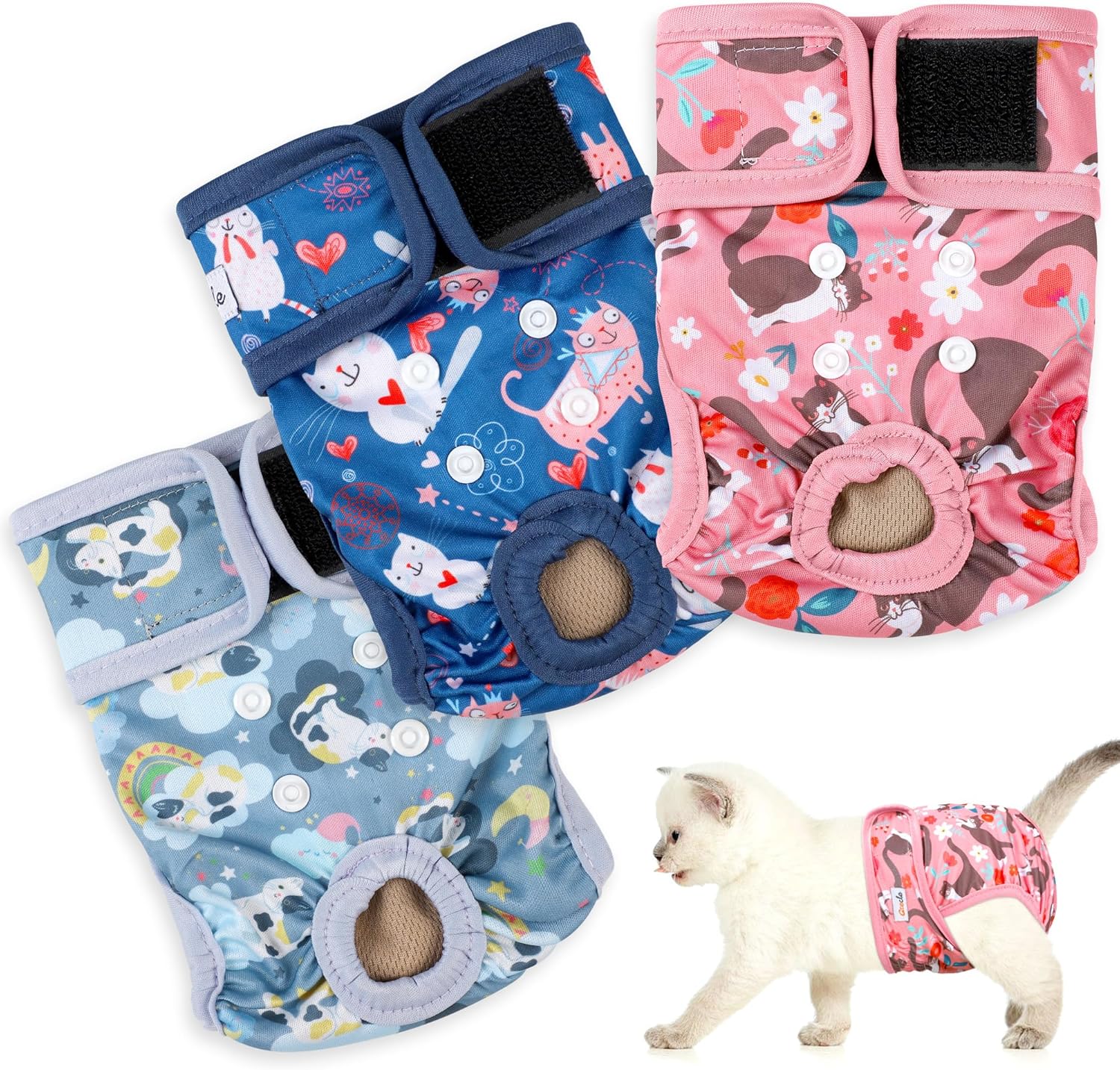 Absorbent Reusable Cat Diapers 3 Pack - Easy Fit & Secure – GearMustHave