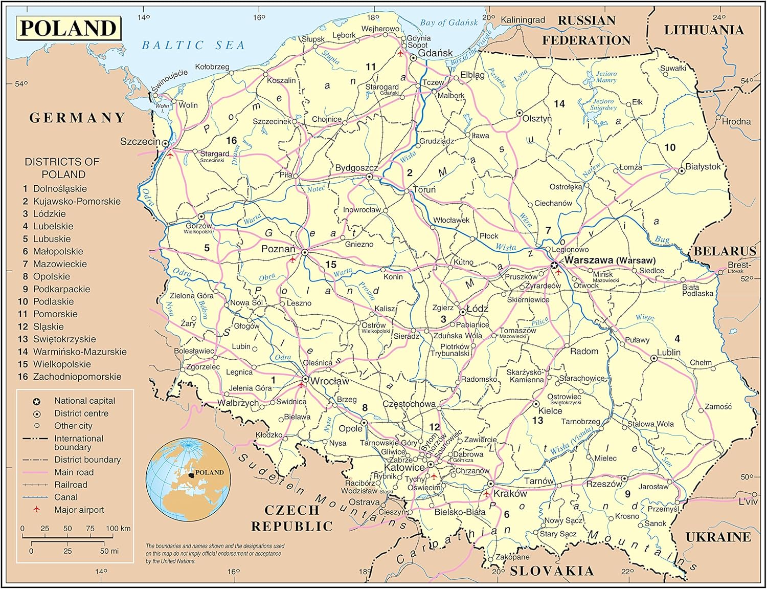 Poland Map Poster: Detailed + Laminated – GearMustHave