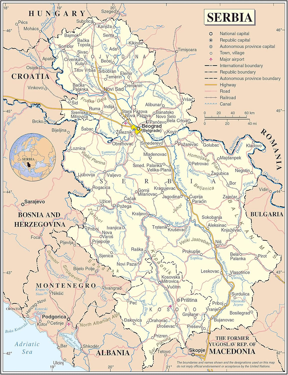 Large Serbia Political Map Poster – GearMustHave