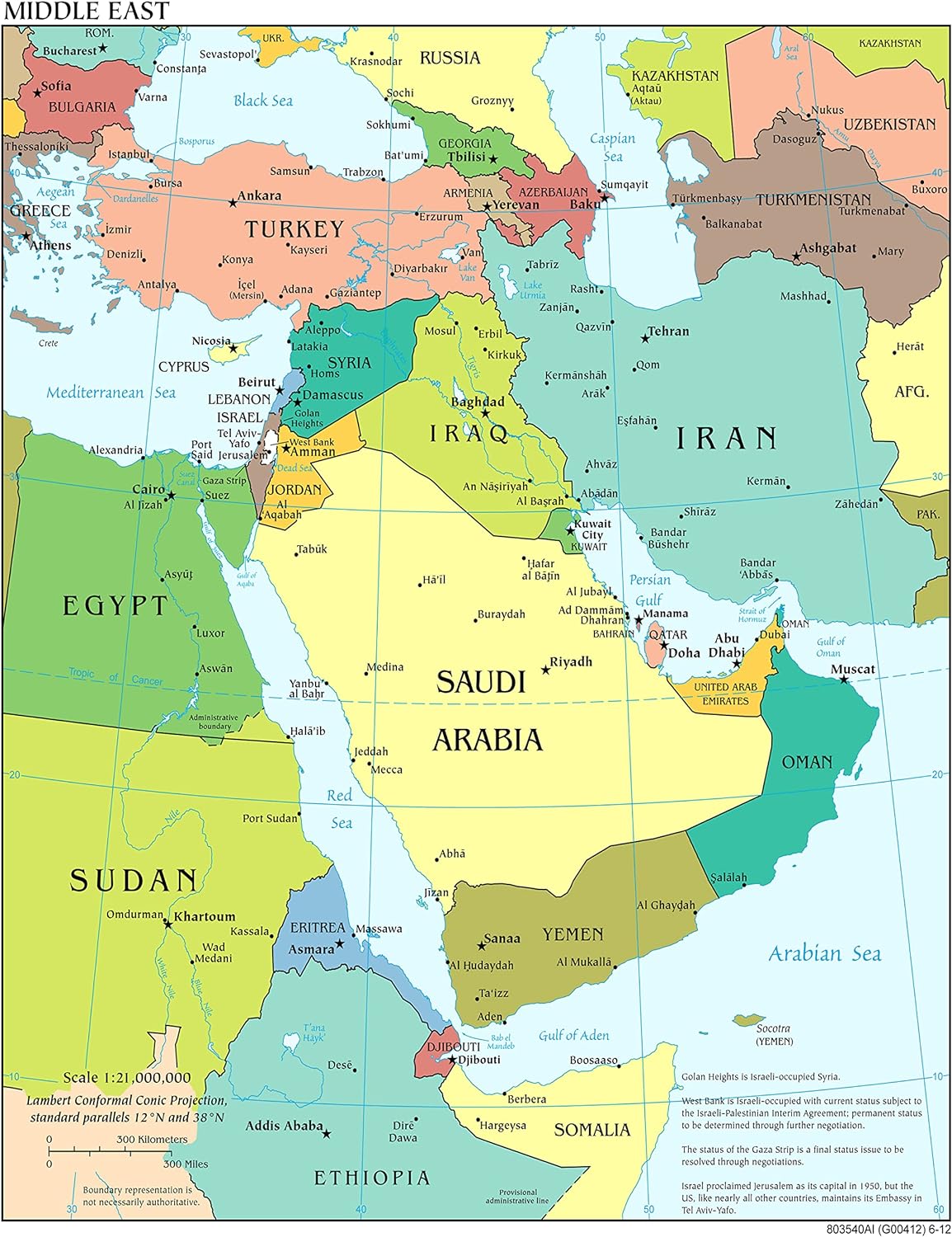 Large Middle East Political Map Poster – GearMustHave