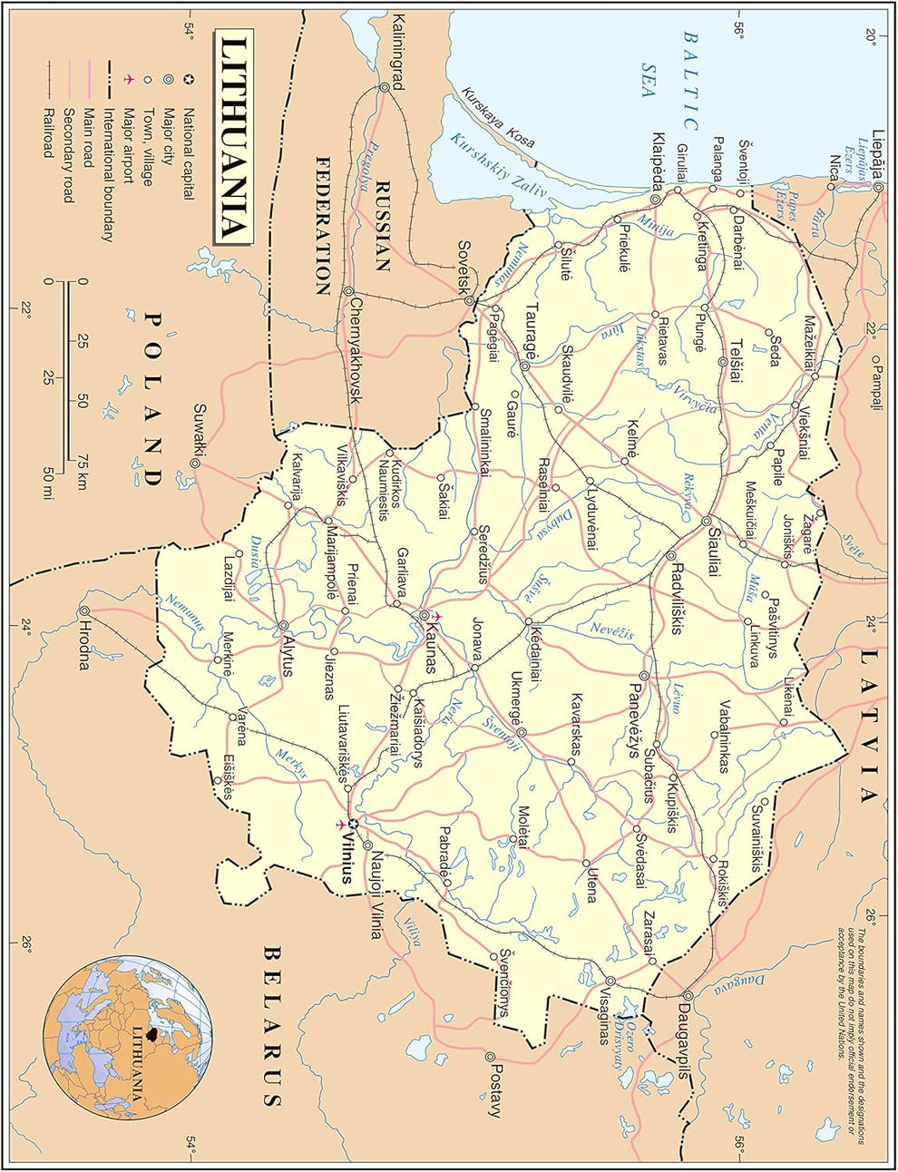 Large Detailed Lithuania Political Map 24x31 – GearMustHave